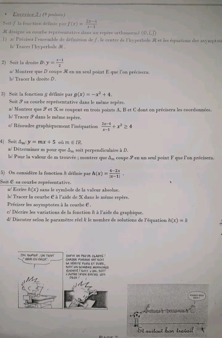 2 ème Sciences Math 2éme sciences : Hyperbole Exercice corrigé Merci à ...