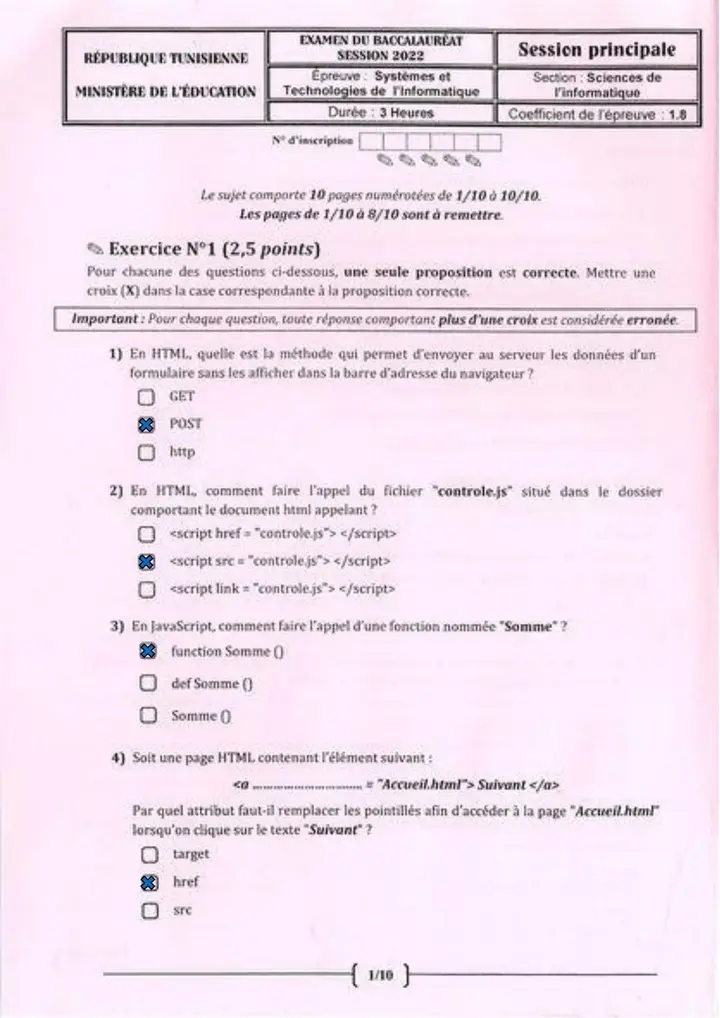 Bac Sc de l'informatique Correction épreuve 2022 principale en STI bac ...