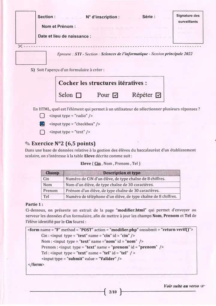 Bac Sc de l'informatique Correction épreuve 2022 principale en STI bac ...