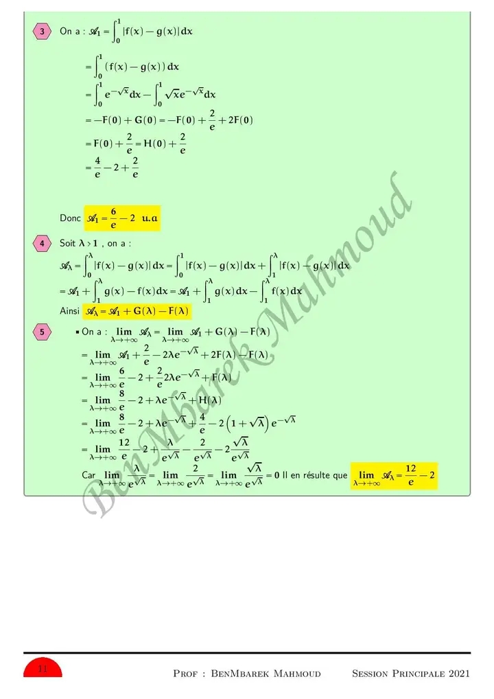 Bac math Math Session principale 2021 (Bac Maths)+correction