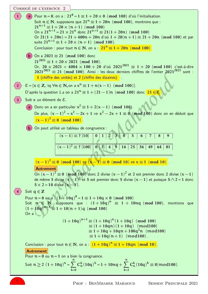 Bac math Math Session principale 2021 (Bac Maths)+correction