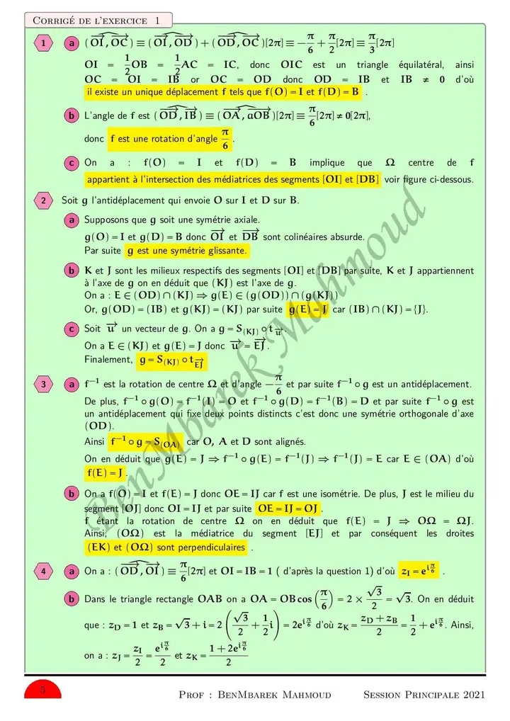 Bac math Math Session principale 2021 (Bac Maths)+correction
