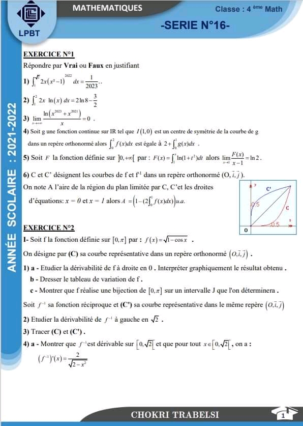 Bac math Math Exercices Math