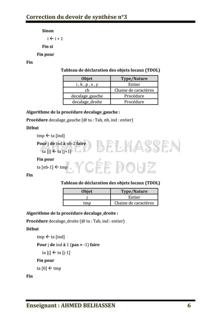 Bac Sc de l'informatique Algorithme et programmation DS n° 3 Sections ...