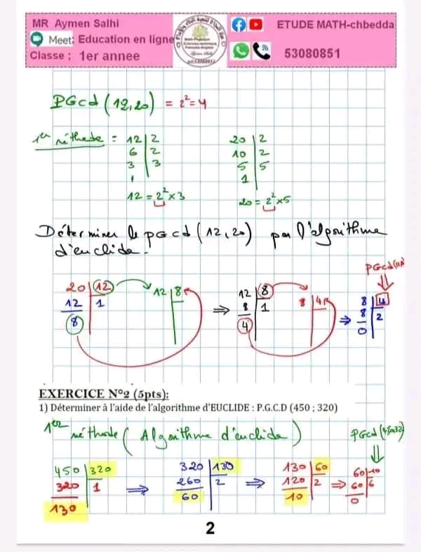 1ère année secondaire Math-Activité numériques I+II