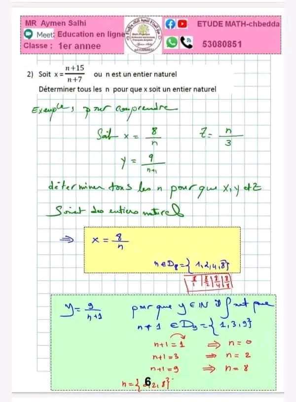 1ère année secondaire Math Activités numériques 1er année secondaire