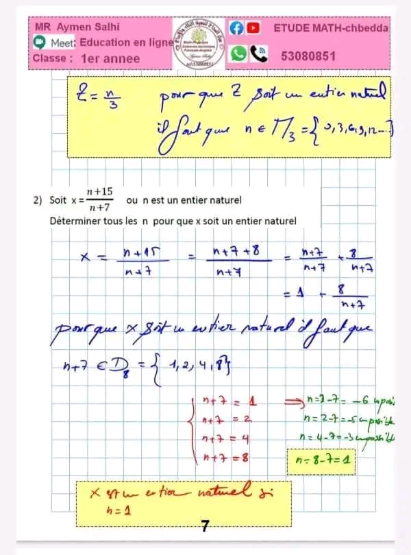 1ère année secondaire Math Activités numériques 1er année secondaire
