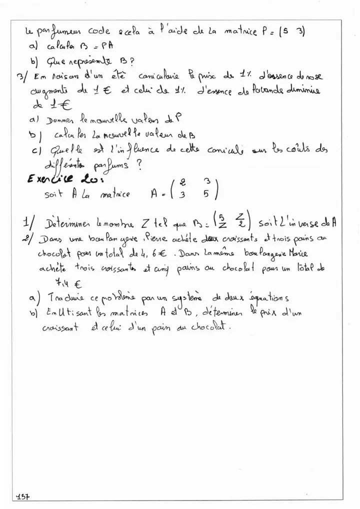Bac Sc de l'informatique Math BAC INFO; Matrices (Cours+Exercices ...