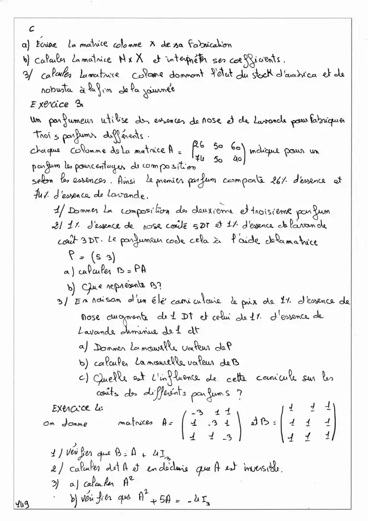 Bac Sc de l'informatique Math BAC INFO; Matrices (Cours+Exercices ...
