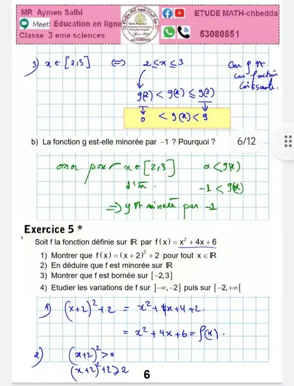 3 ème Mathématiques Math chapitre1:Generalite sur les fonctions