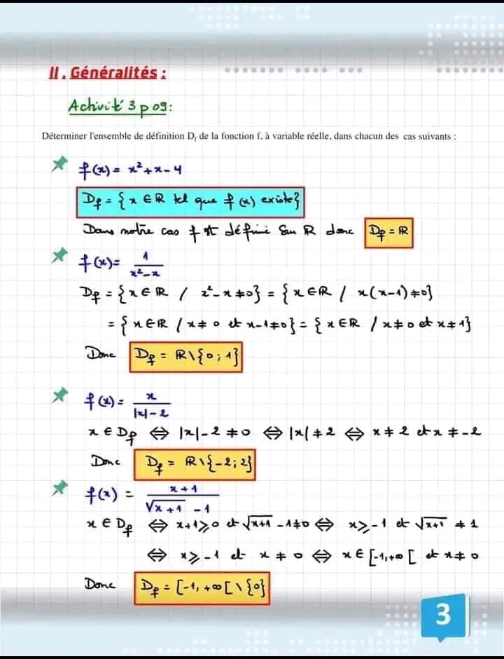 3 ème Sc Techniques Math 3 ème technique Généralité sur les fonctions ...