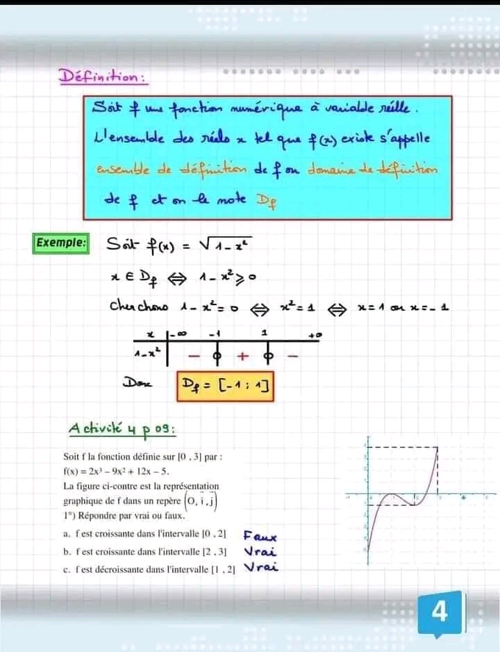 3 ème Sc Techniques Math 3 ème technique Généralité sur les fonctions ...