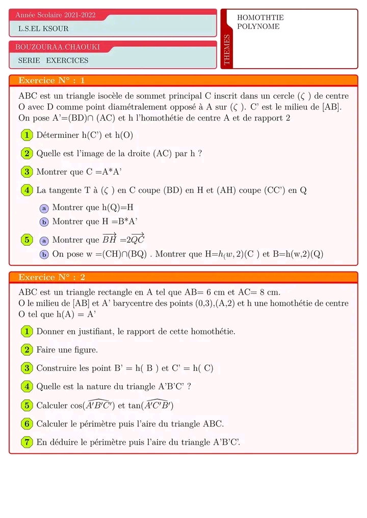 2 ème Sciences Math Un 🎁 pour 2ème Sc Une correction de la série proposée