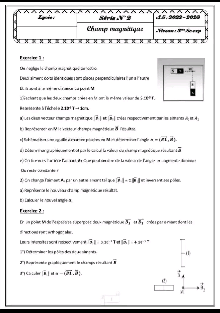 3 ème Mathématiques Physique Résumé magnétique série pour 3 ème année ...