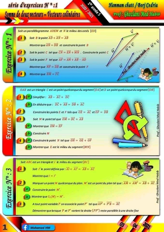 1ère année secondaire Math Series de revision