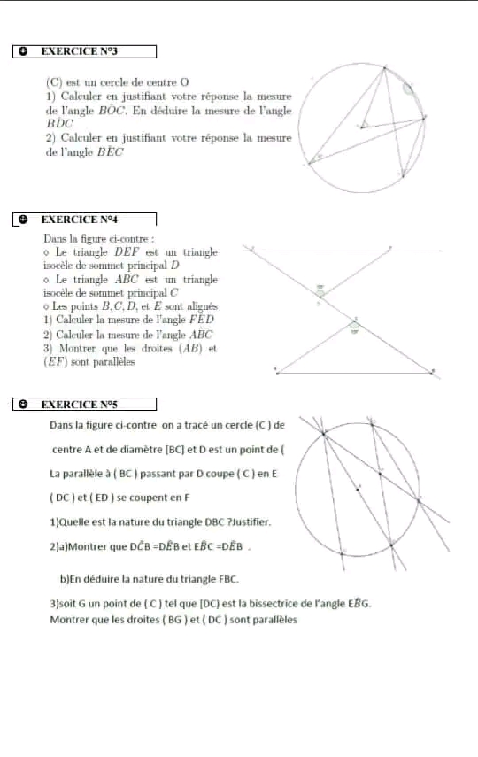 1ère année secondaire Math cours avec des exercices concernant les ...