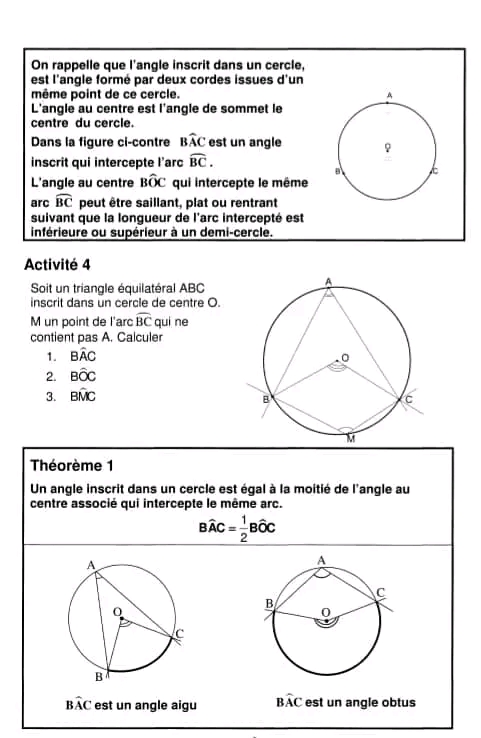 1ère année secondaire Math cours avec des exercices concernant les angles niveau: 1ére secondaire