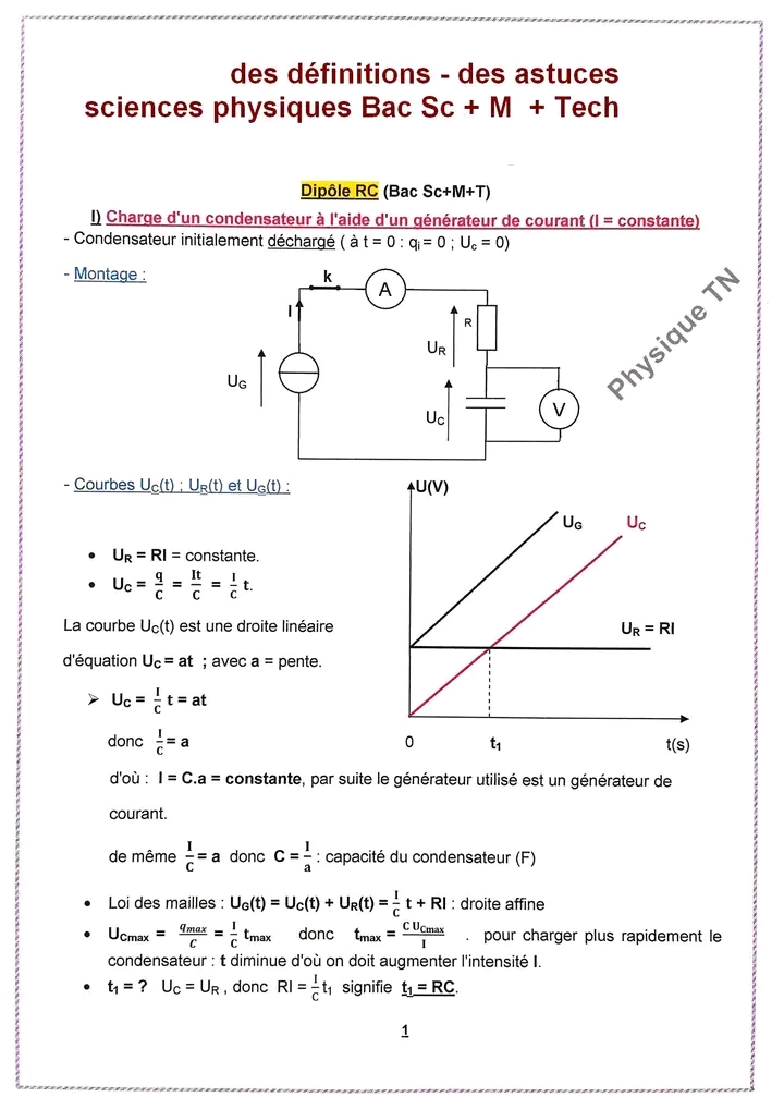 Bac Sc expérimentales Math Ce qu'il faut retenir en sciences physiques