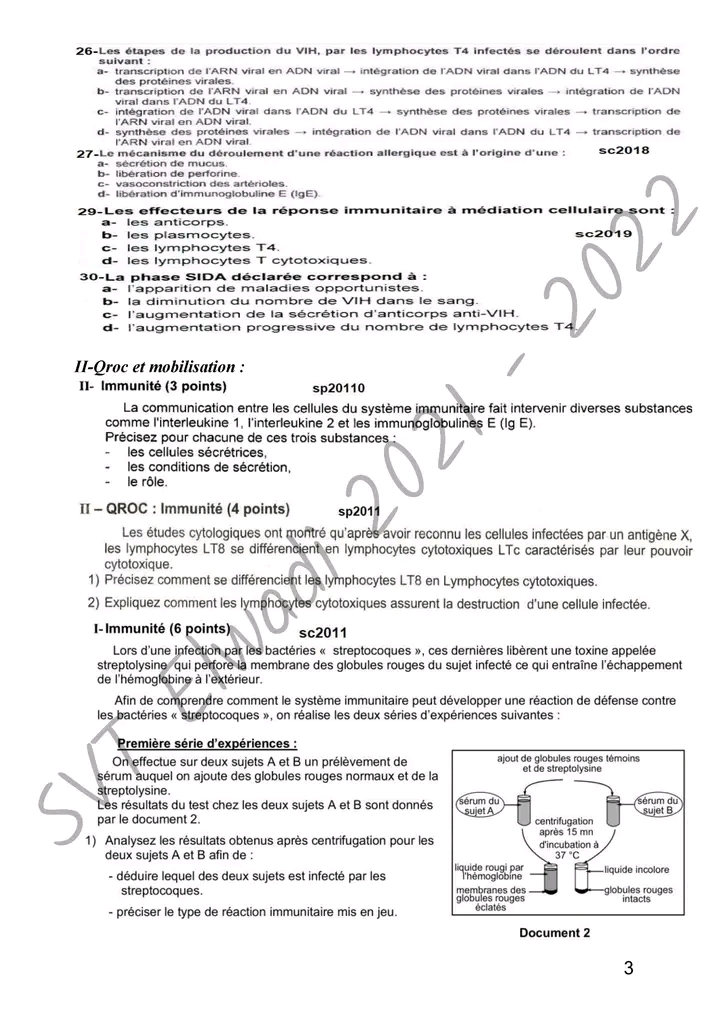 Bac Sc expérimentales Sciences SVT-concours Bac