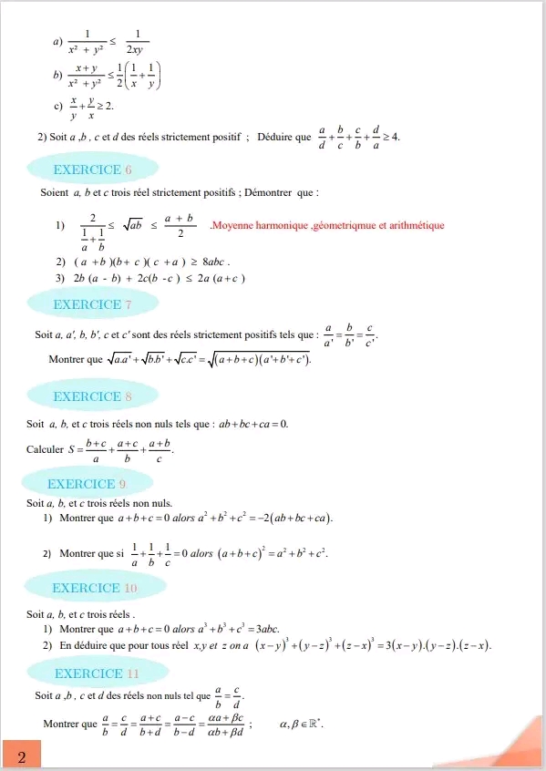 2 ème Sciences Math Série 2eme Sciences Calcul dans IR