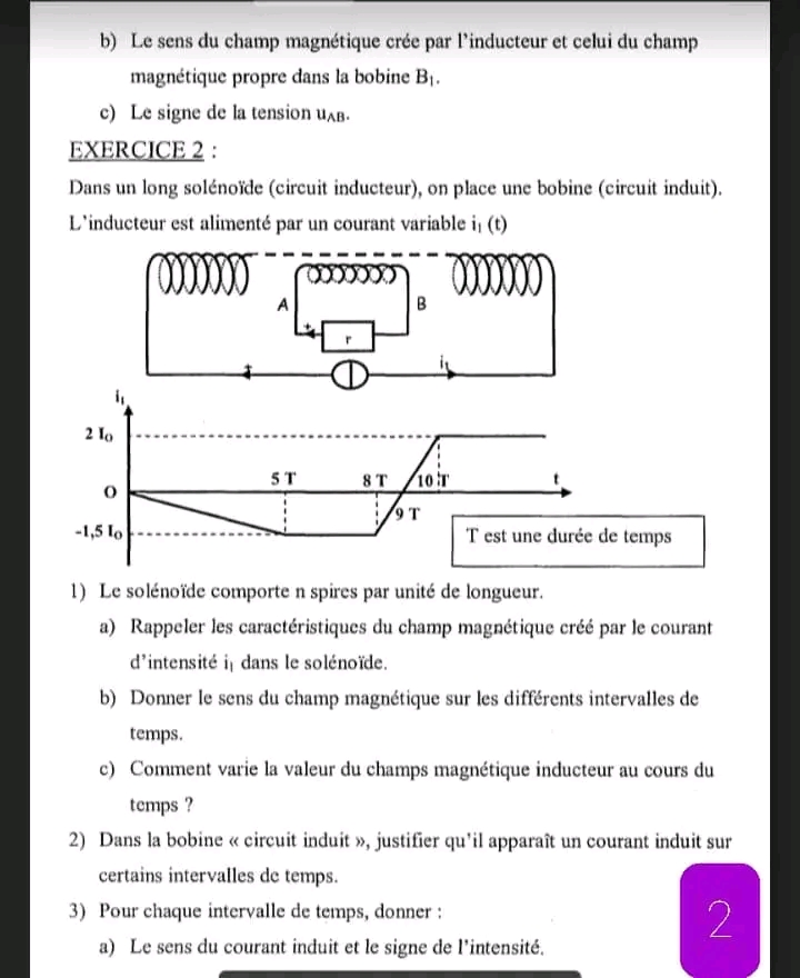 Bac math Physique 💥Exercices corrigés 💥 Bobine\_DipôleRe