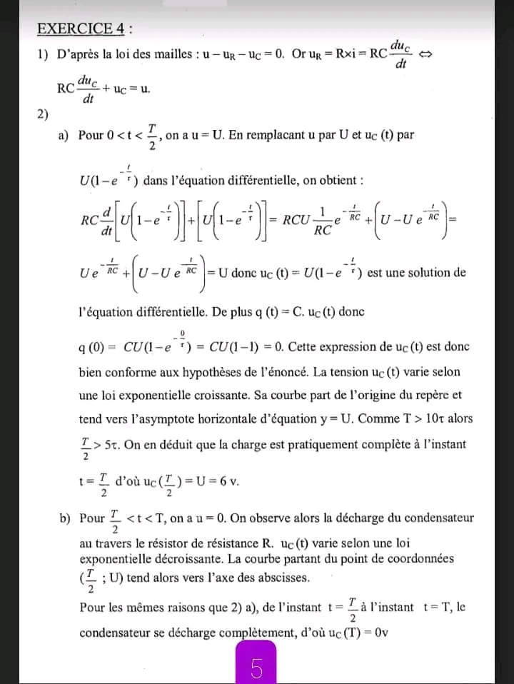 Bac math Physique 💥💥DIPÔLE RC 💥💥