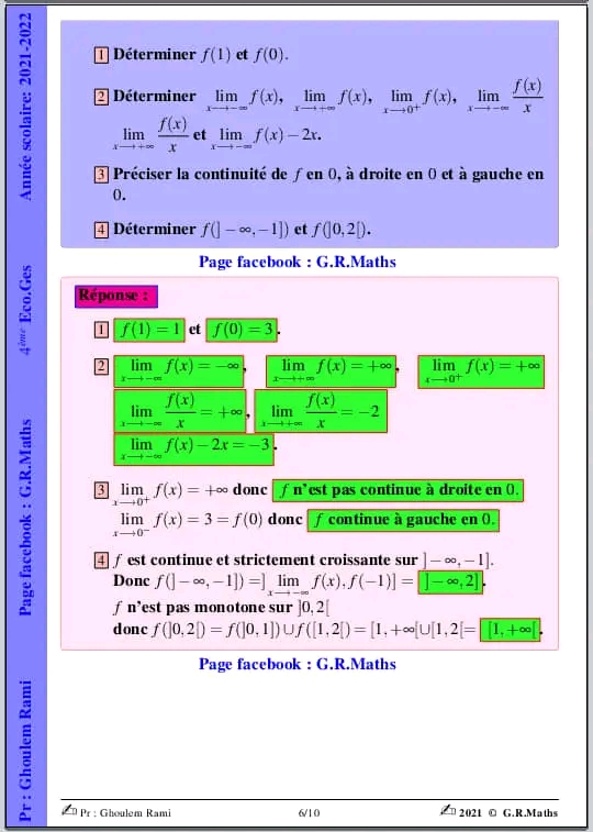Bac Econmie et Gestion Math Correction détaillée de Série n°1