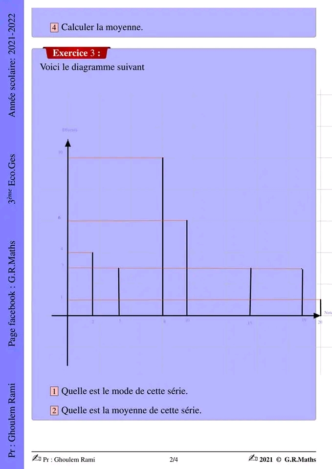3 ème économie et gestion Math-Statistiques