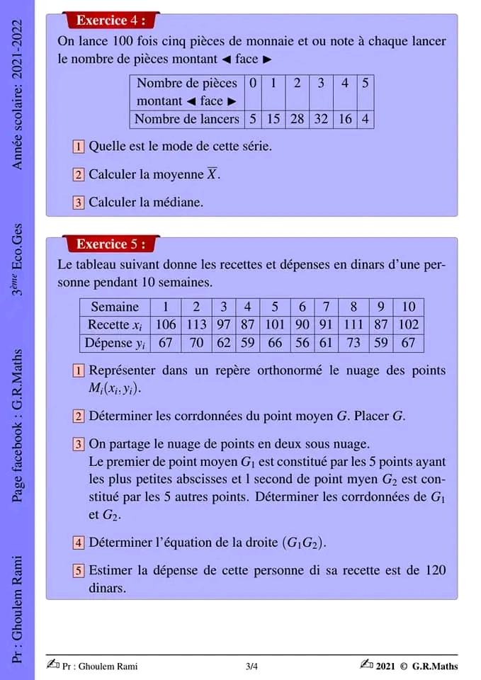 3 ème économie et gestion Math
