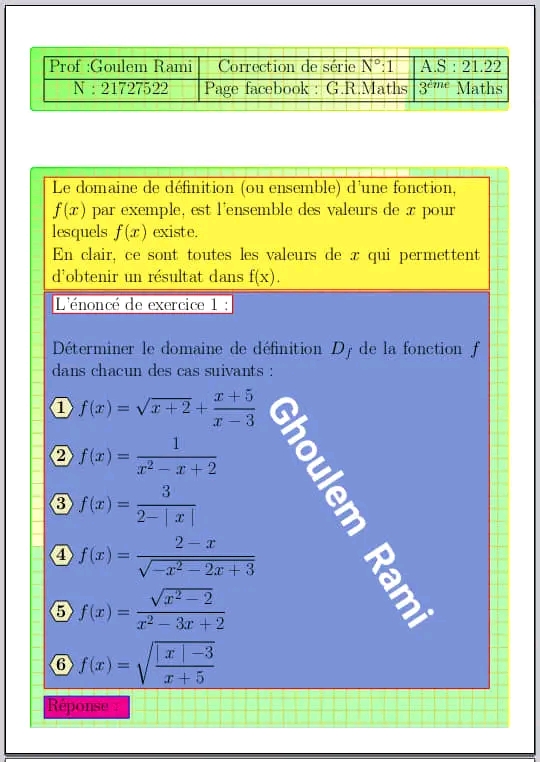 3 ème Sc expérimentales Math Correction détaillée de Série n°1 ...
