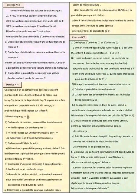 Bac math Math-PROBABILITÉS