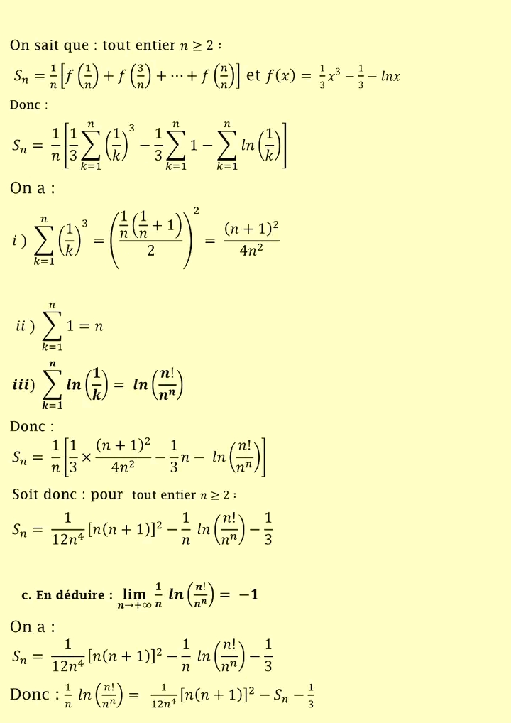 Bac math Math Une correction Deux exercices Ln ; exp et suites