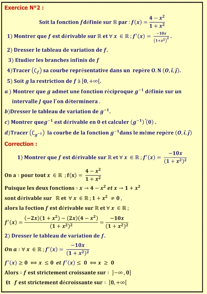 Bac Sc expérimentales Math 4ème Sciences