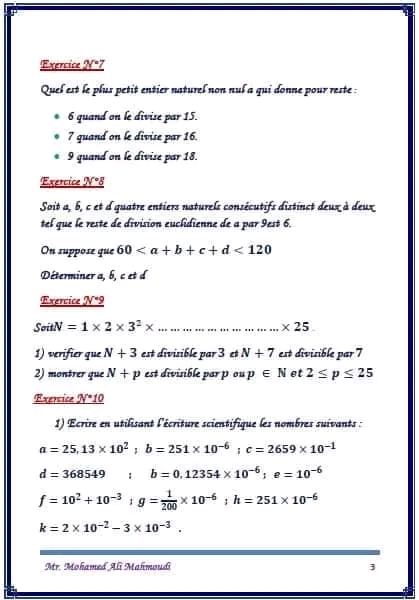 1ère année secondaire Math Activités numériques1