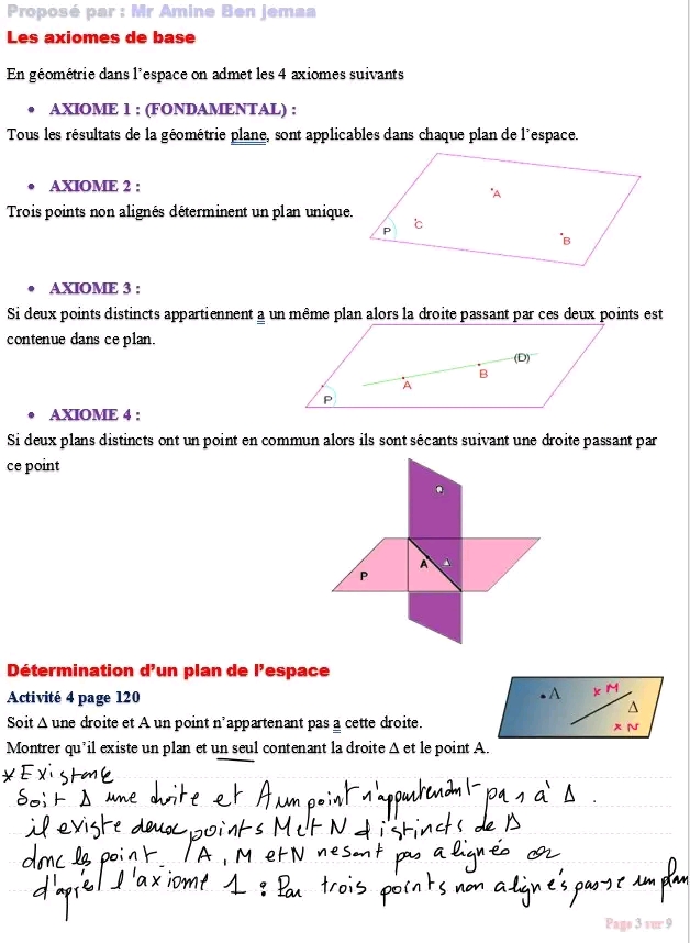 2 ème Sciences Math-DROITES ET PLANS DE L’ESPACE