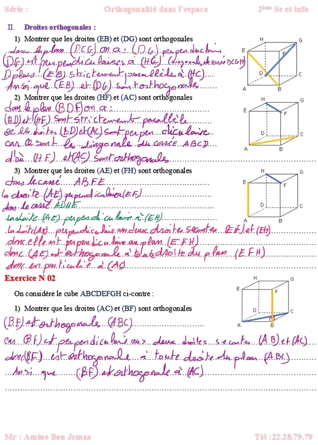 2 ème Sciences Math-ORTHOGONALITÉ DANS L’ESPACE