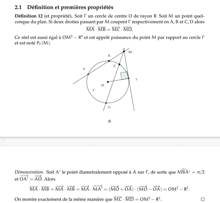 3 ème Sc expérimentales Math Puissance d'un point par rapport à un ...