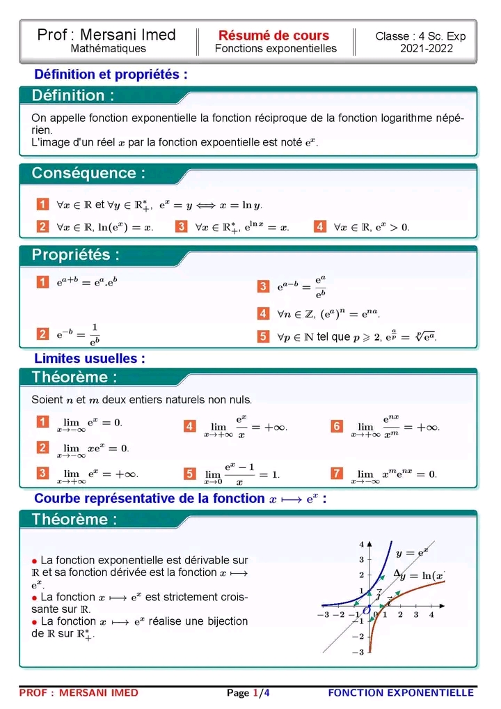 Bac math Math Résumé de cours