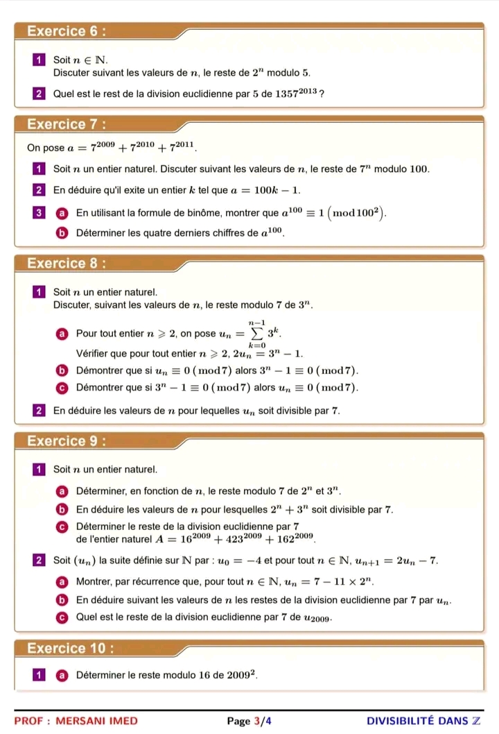 Bac math Math-DIVISIBILITÉ DANS Z