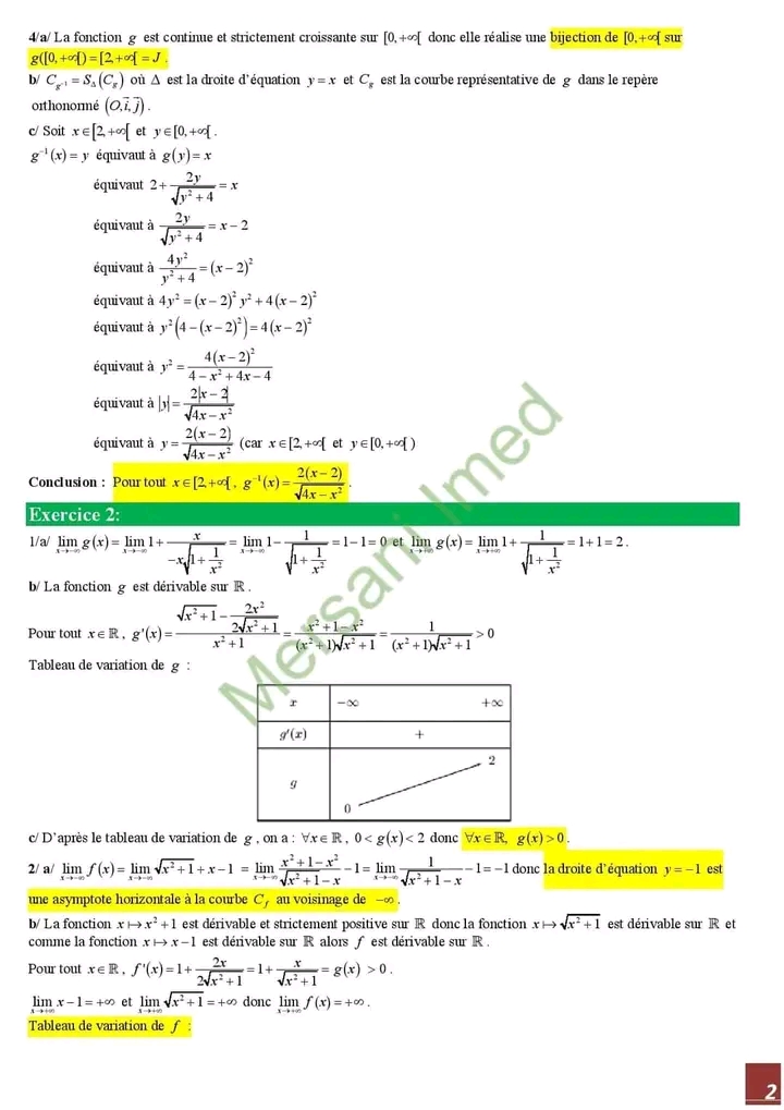 Bac Sc expérimentales Math