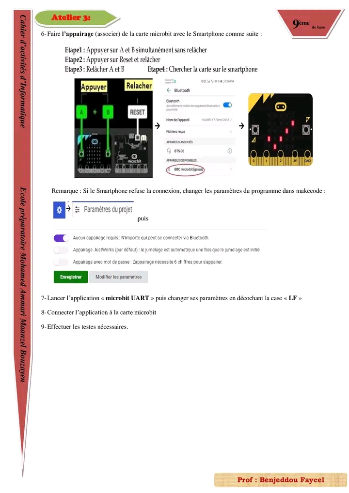 9 ème-التاسعة أساسي Informatique-Microbit