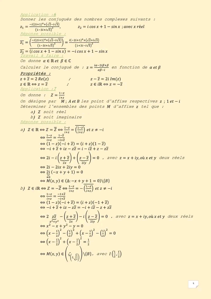 Bac math Math Cours complet (Nombres complexes) 4 ème Maths-Sciences