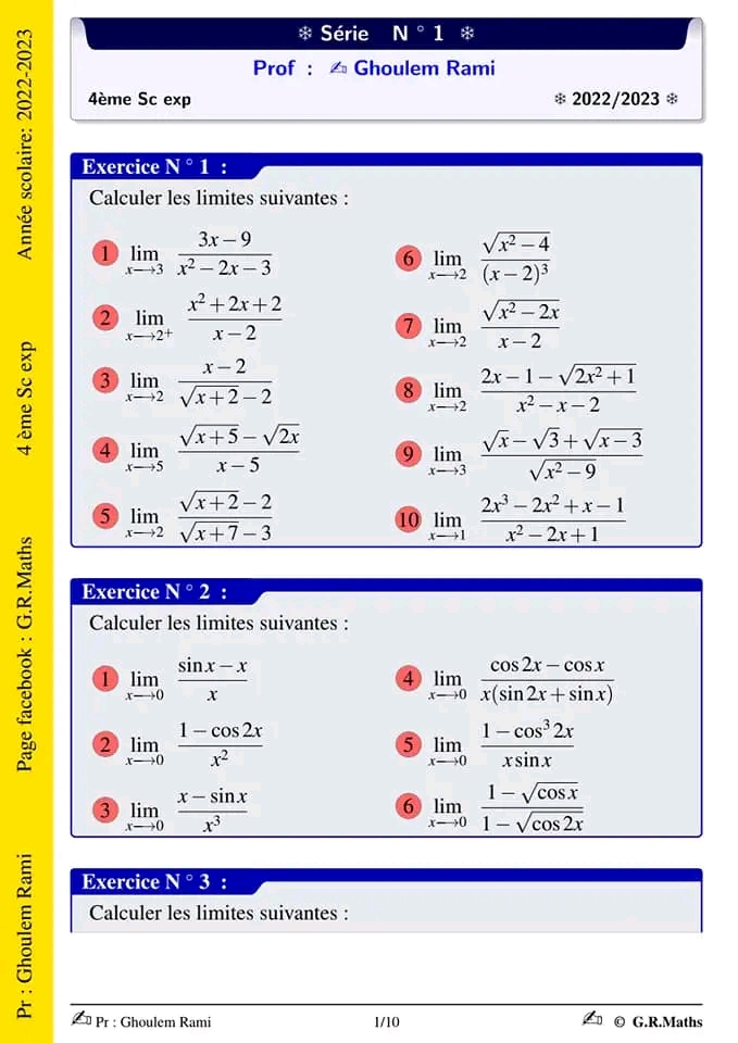 Bac math Math 💥💥limites et continuite💥💥bac(Tech/Sc/Math/Info)