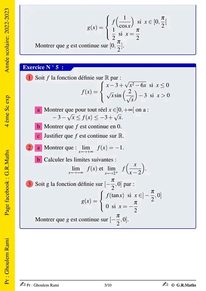 Bac math Math 💥💥limites et continuite💥💥bac(Tech/Sc/Math/Info)