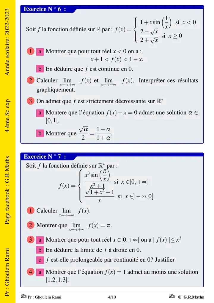 Bac math Math 💥💥limites et continuite💥💥bac(Tech/Sc/Math/Info)