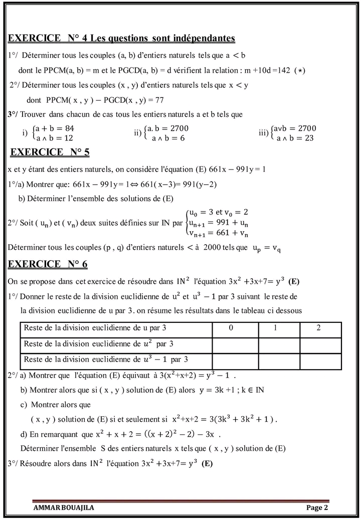 3 ème Mathématiques Math 3 séries divisibilité 3 maths