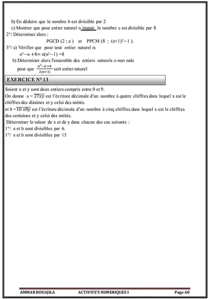 1ère année secondaire Math Activité numérique 1 1er année secondaire ...