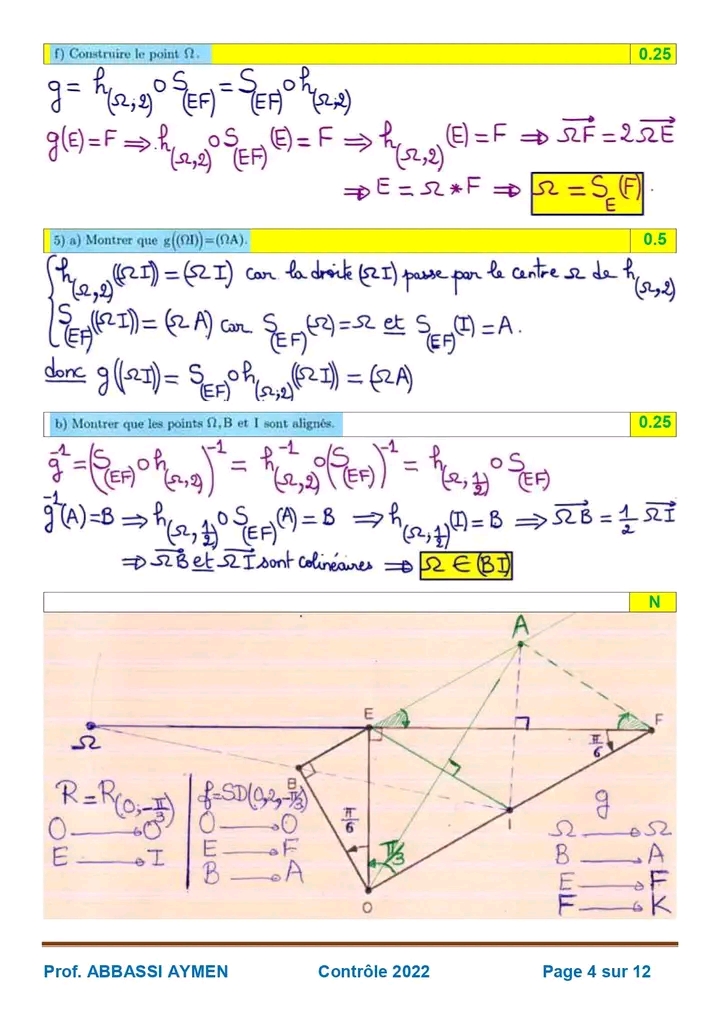 Bac math Math Une correction Contrôle 2022 section mathématique Prof : ABBASSI AYMEN