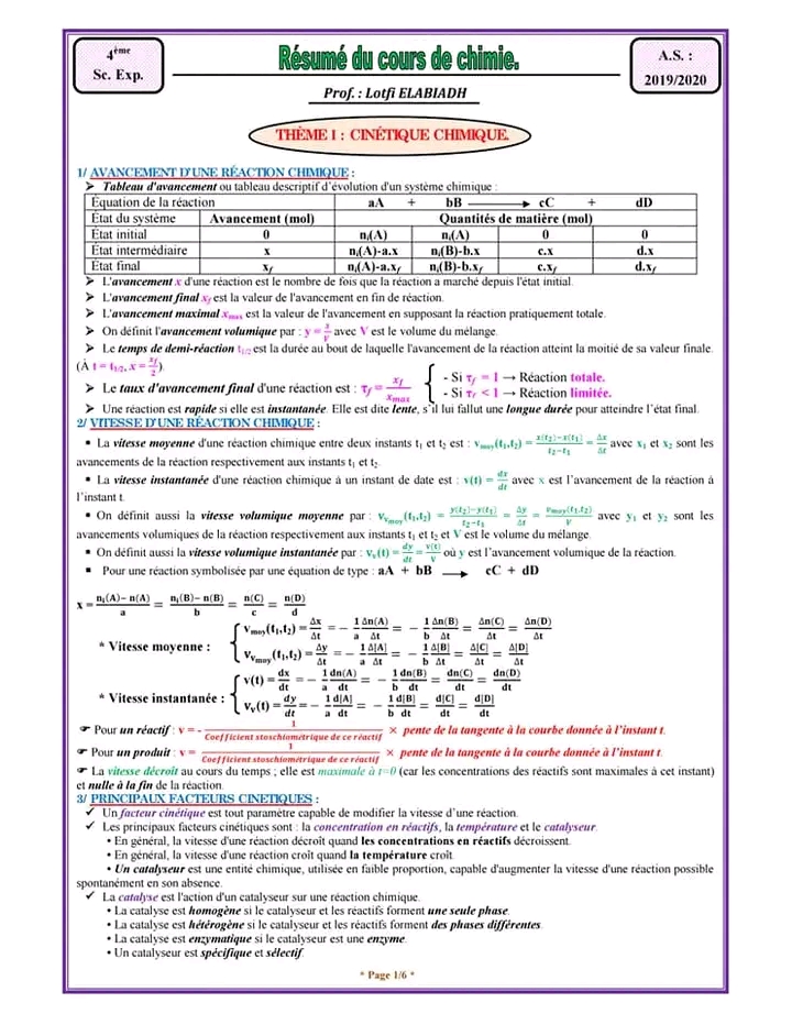 Bac math Physique Résumé #CHIMIE - TOUTE L'ANNÉE BAC SCIENTIFIQUES ♥️