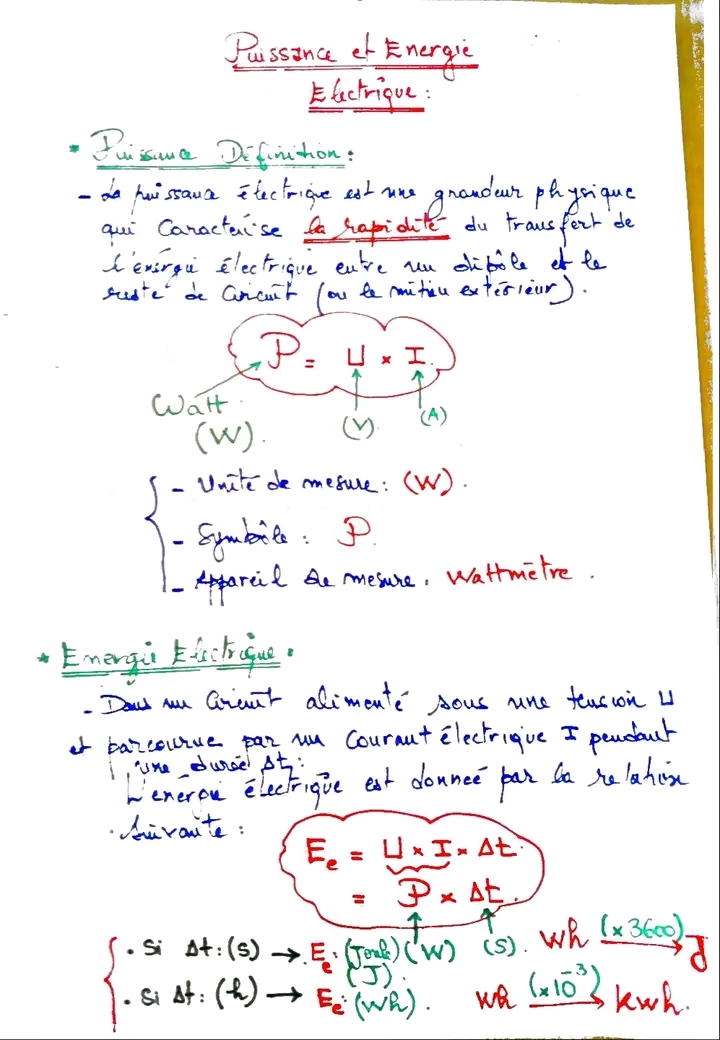 2 ème Sciences Physique Cours 2eme année: Puissance et énergie ...